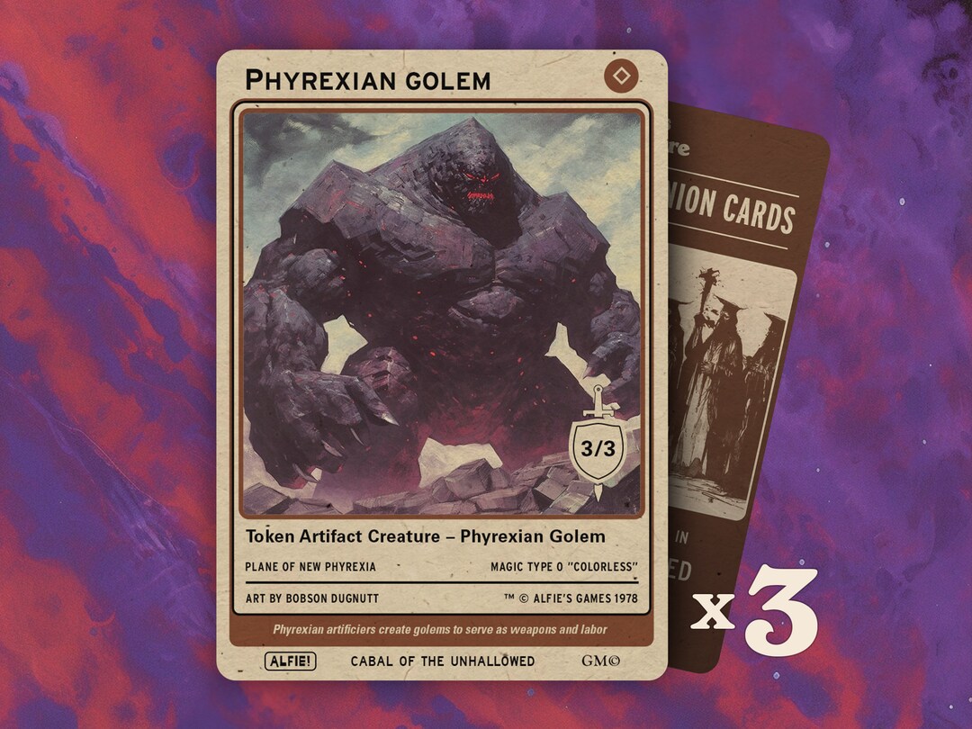 Phyrexian Golem MTG Tokens X3 Alfie's Adventure AA104 - Etsy