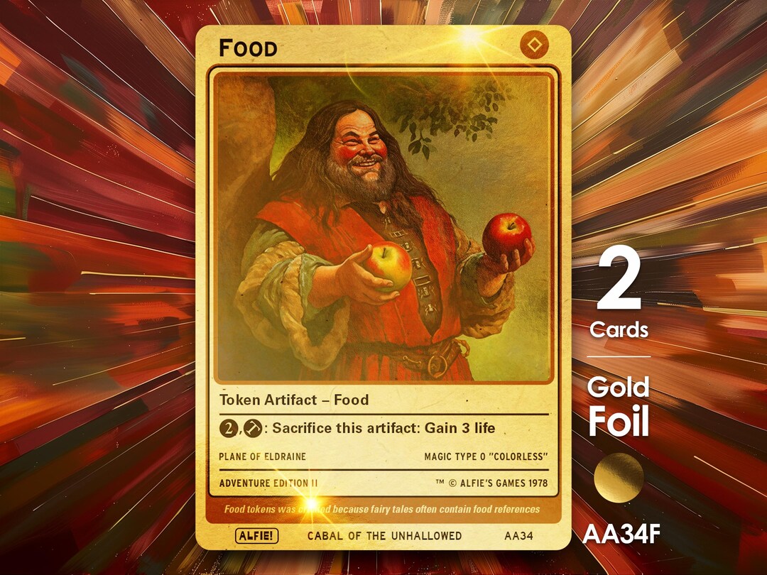 2x Food Gold Foil MTG Token - Alfie's Adventure by Alfie AA34F - Etsy
