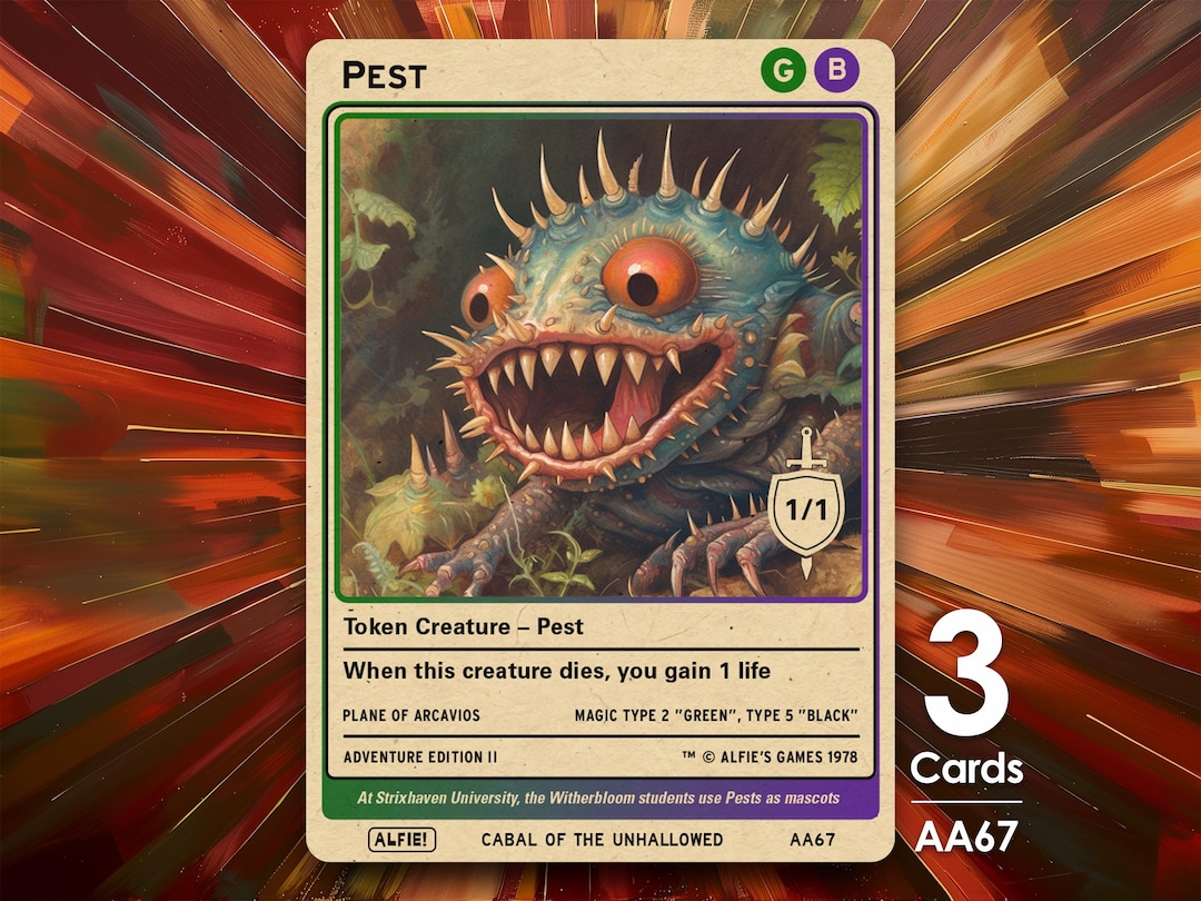 Pest Tokens X3 MTG Token - Alfie's Adventure by Alfie AA67 - Etsy