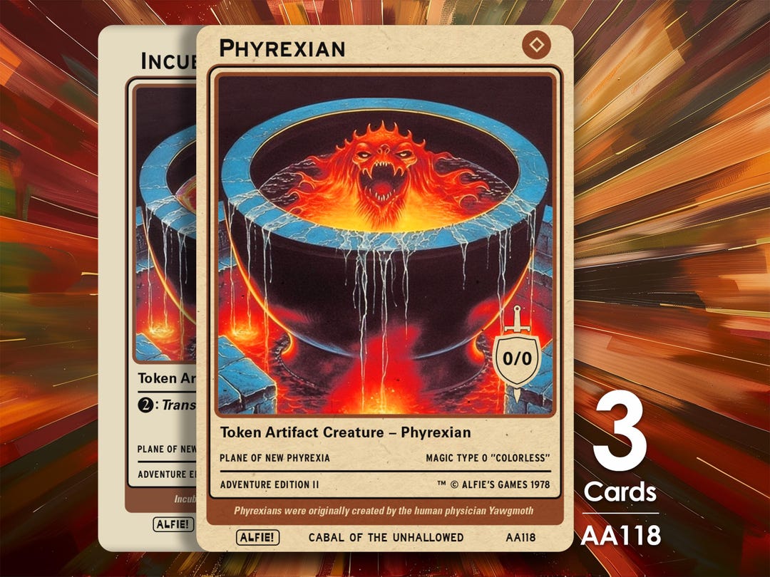 Phyrexian/incubator MTG Token X3 - Alfie's Adventure by Alfie AA118 - Etsy