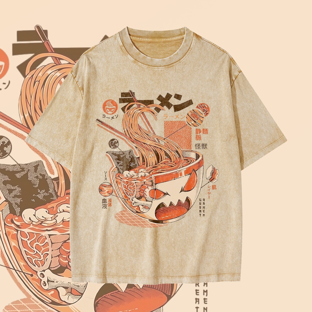 Trendy Oversized Japanese Streetwear T-shirt, Harajuku Fashion, Ramen ...