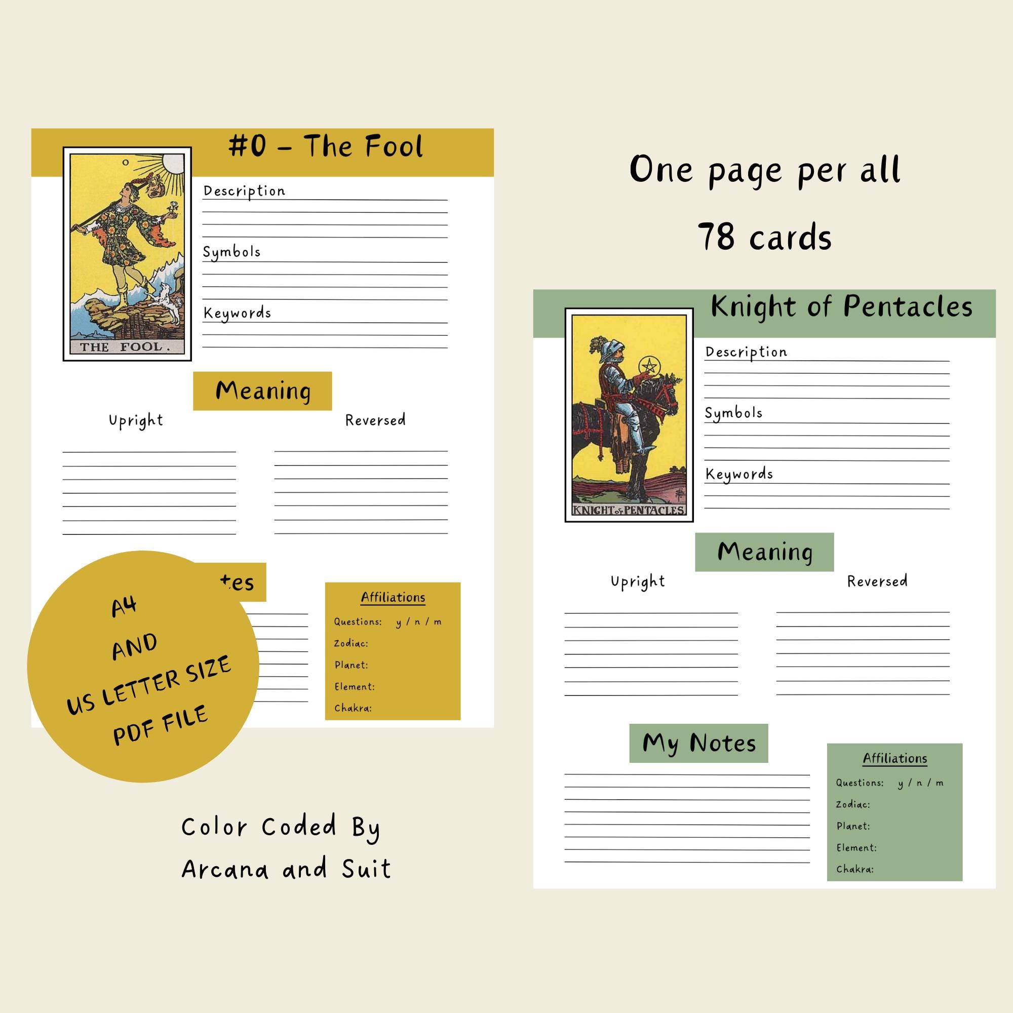 DIY Colorful Printable Tarot Workbook to Help You Study & Learn the ...