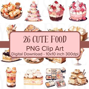 26 Cute Food Clip Art Set for Invitations, Cards, Stickers, and Other ...