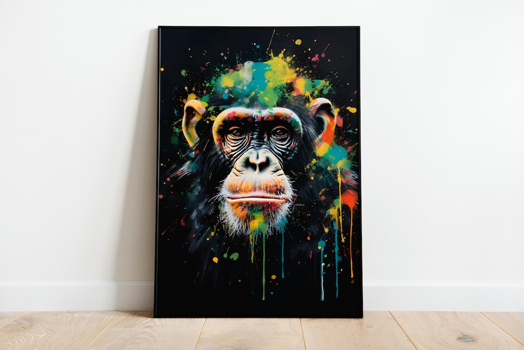 Vibrant Monkey Spray Paint Art Instant Download, Printable Wall Decor ...