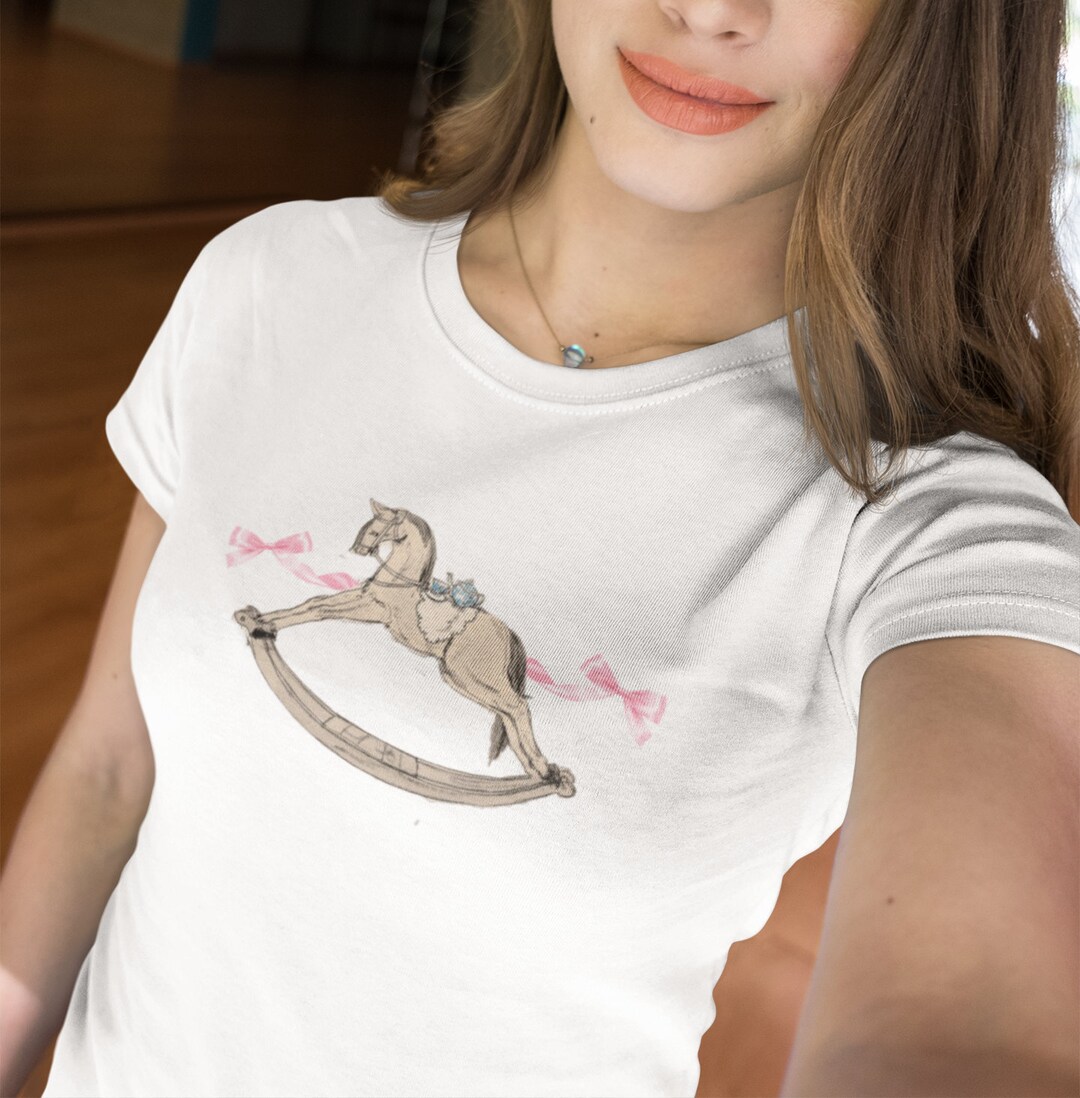 Rocking Horse Coquette Aesthetic Midweight Cotton Tee Girly - Etsy
