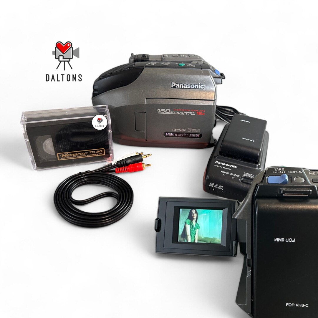 Vintage Panasonic VHS-C Camcorder Palmcorder Complete Bundle Battery ...