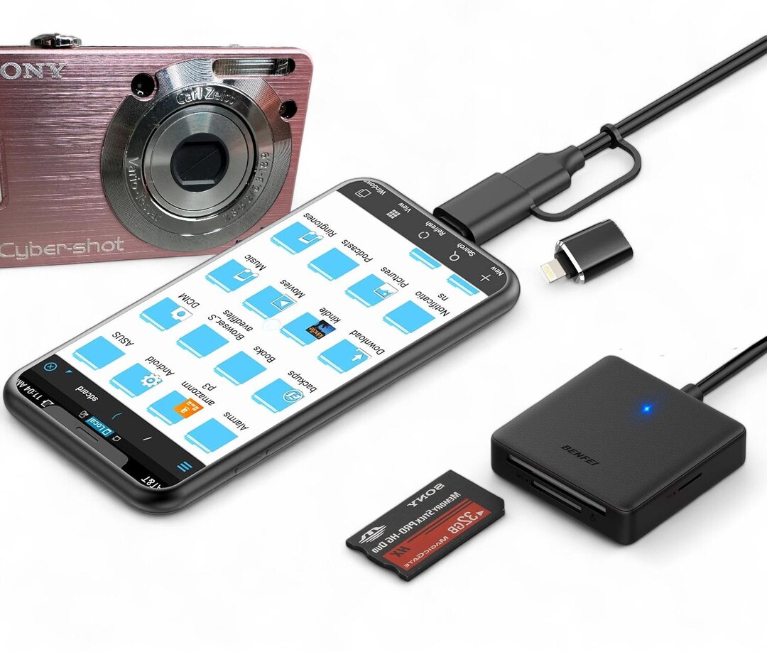 SD Memory Card Reader Memory Stick Pro Duo & iPhone Transfer Kit for ...