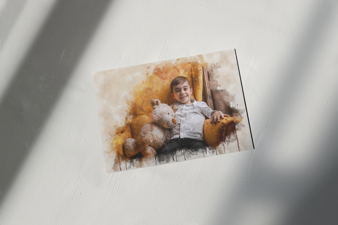 Custom Kid Watercolor Portrait From Photo Family Gift Ideas - Etsy