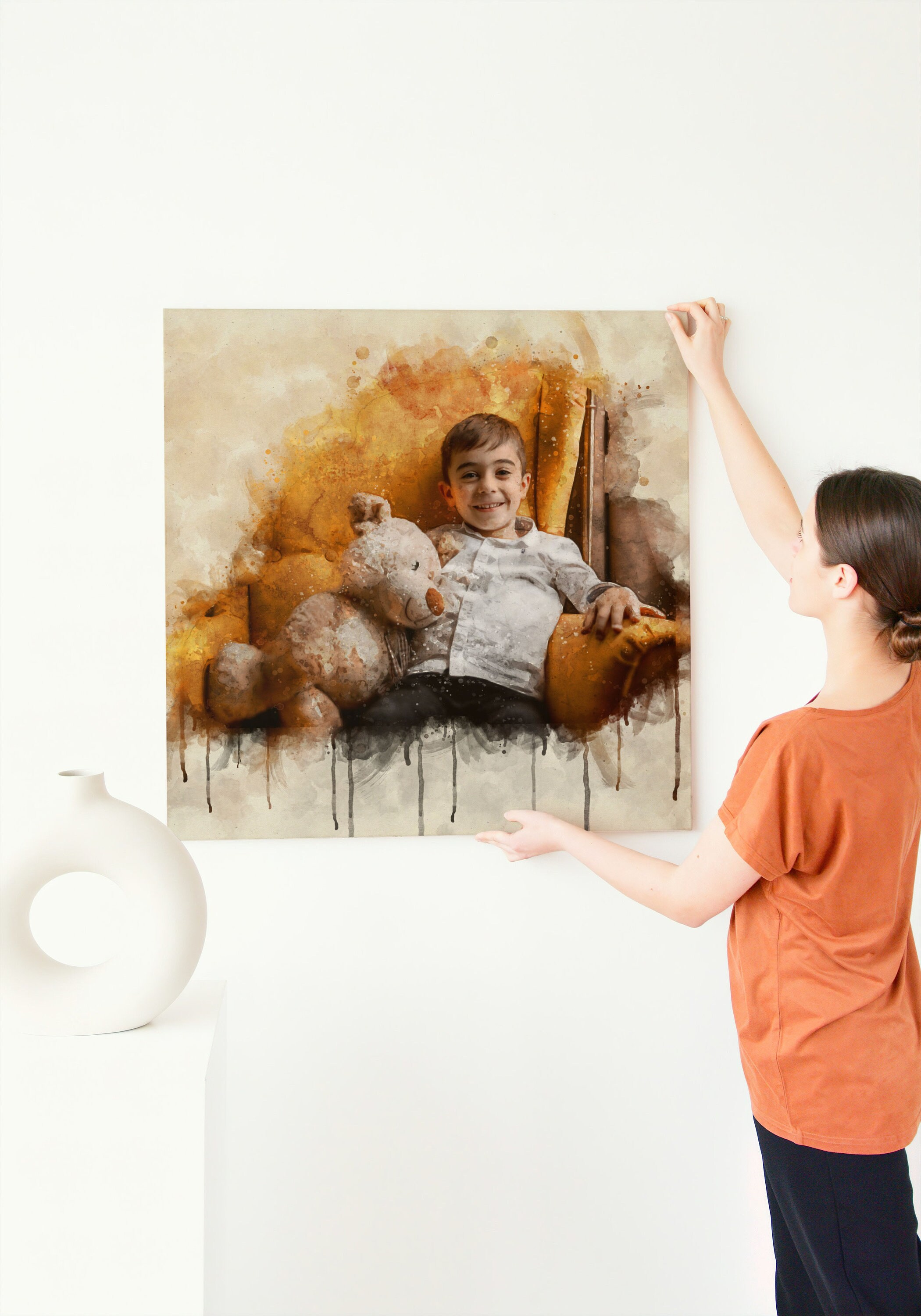 Custom Kid Watercolor Portrait From Photo Family Gift Ideas - Etsy