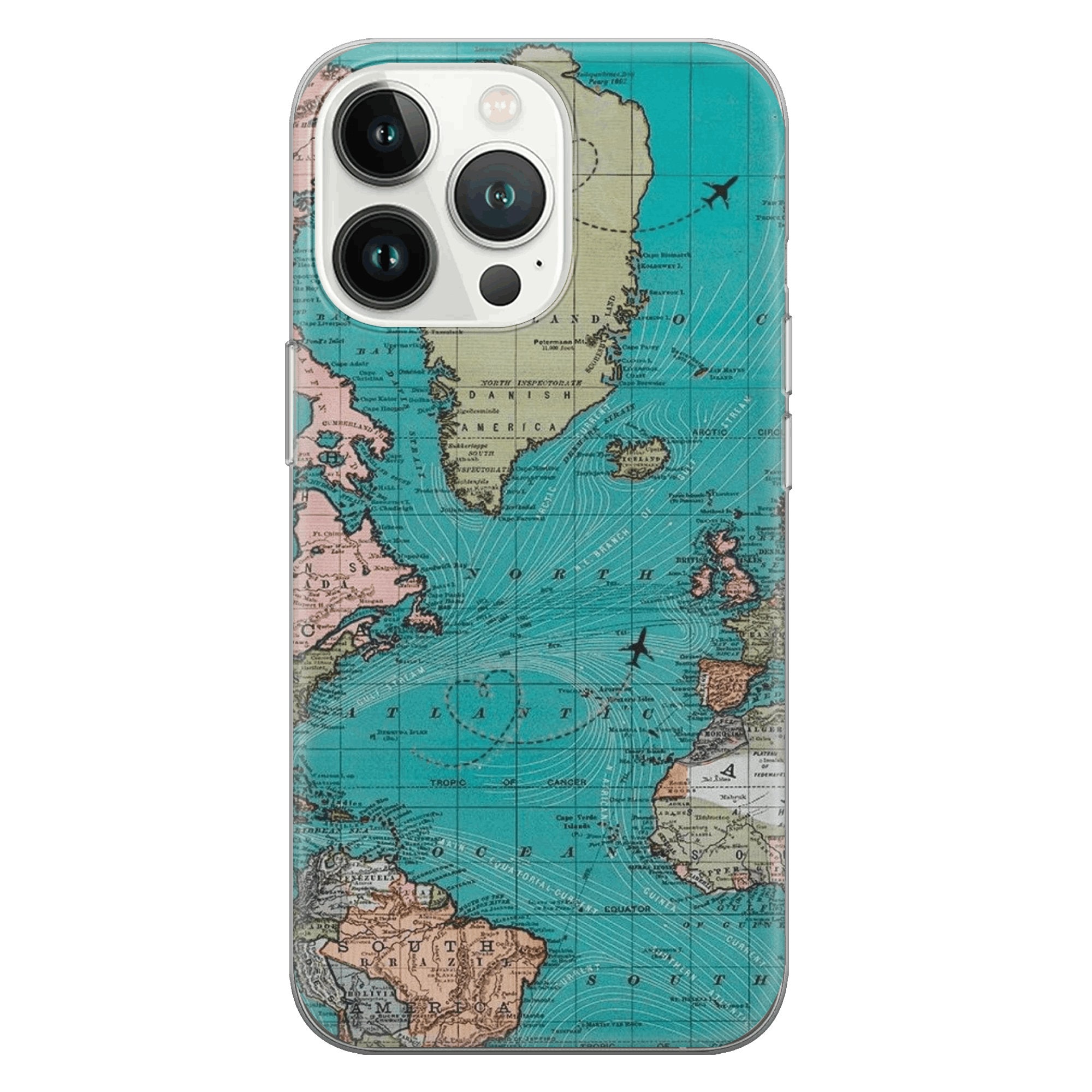 Atlas Phone Case World Map Cover Fit for iPhone 17 Pro Max, 16e, 15, 14 ...