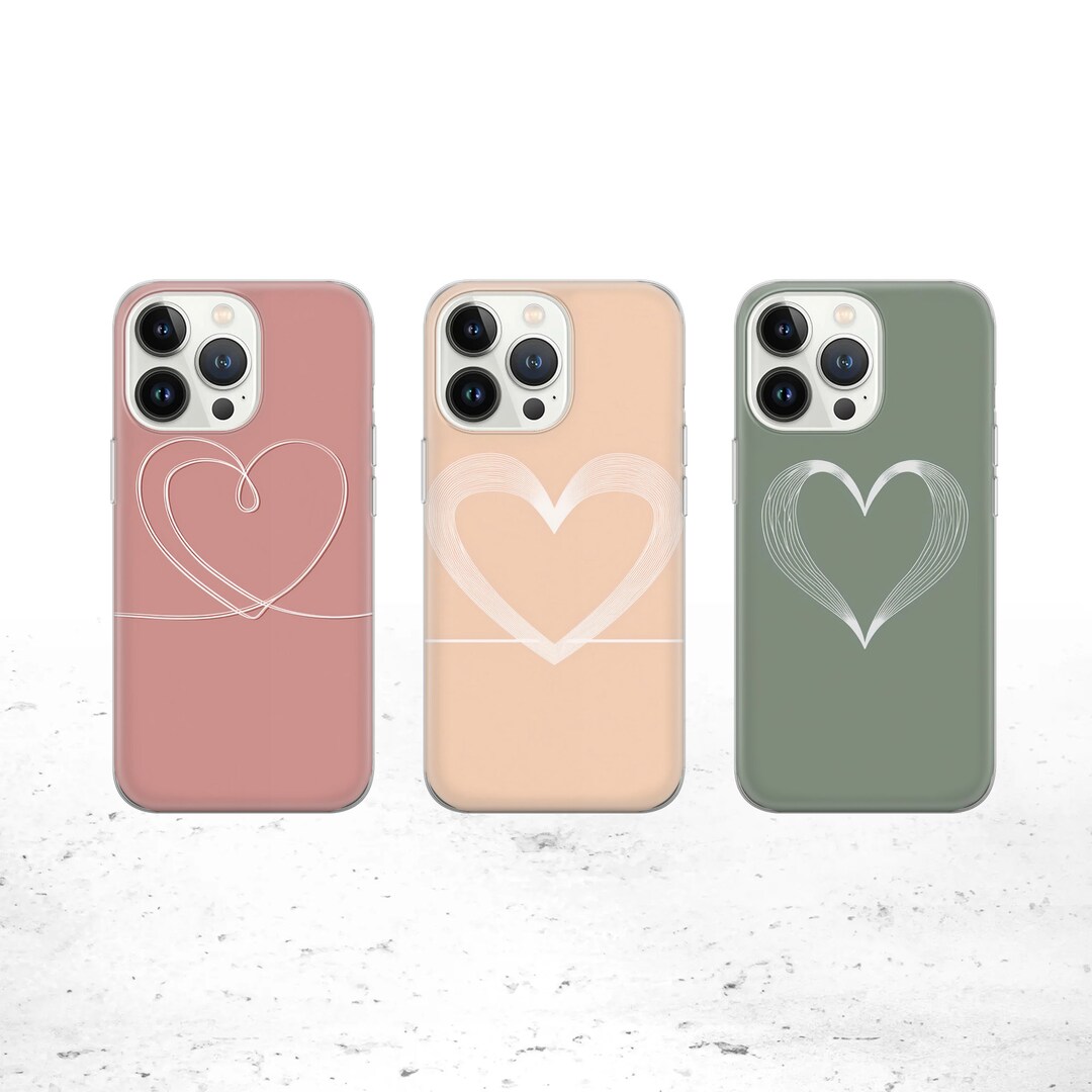 Pastel Phone Case Soft Heart Cover for iPhone 16 Pro Max, 15 Plus, 14 ...