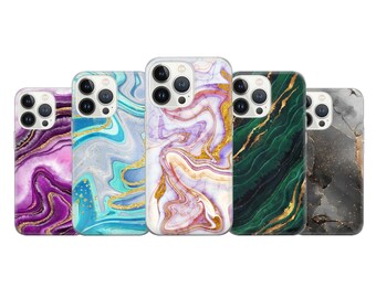 Blue Marble Phone Case With Pink Gold Cover Fit for iPhone 15 Pro Max ...