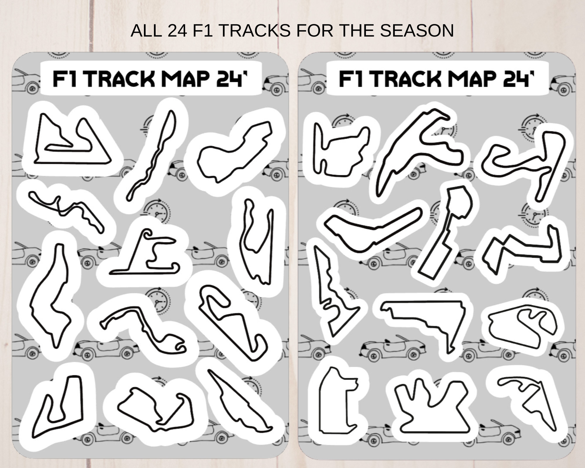2024 Formula 1 Track Maps Sheet F1 Sticker Waterbottle Laptop Notebook ...