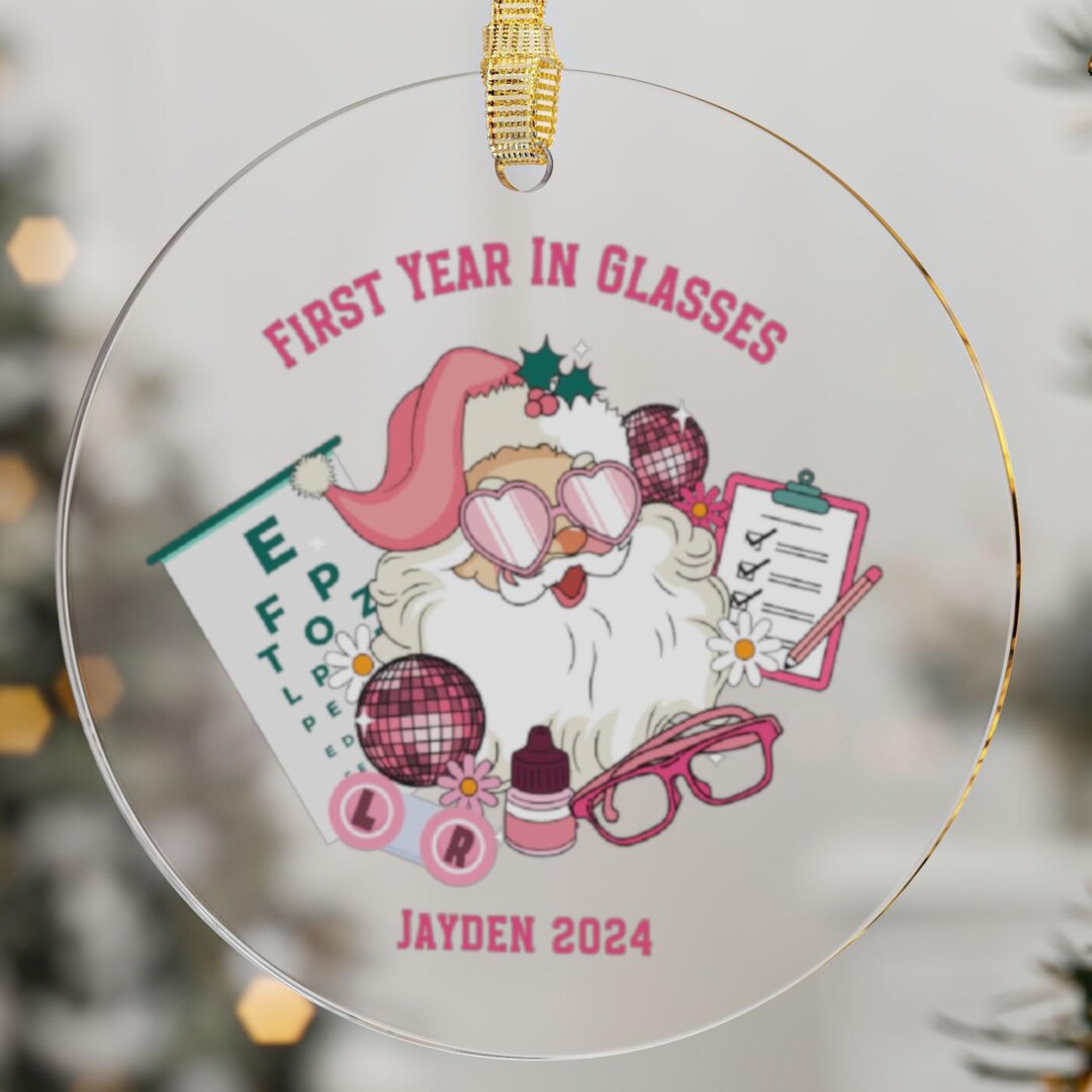 First Year in Glasses Ornament Kids Milestone Christmas Ornament Retro ...