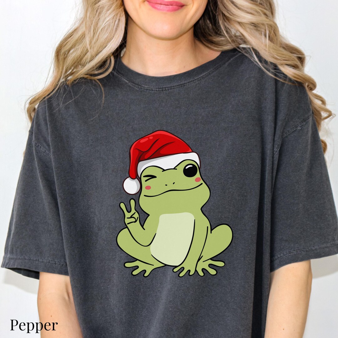 Comfort Colors Frog Shirt Cute Frog Shirt Christmas Frog Tee Happy Frog ...