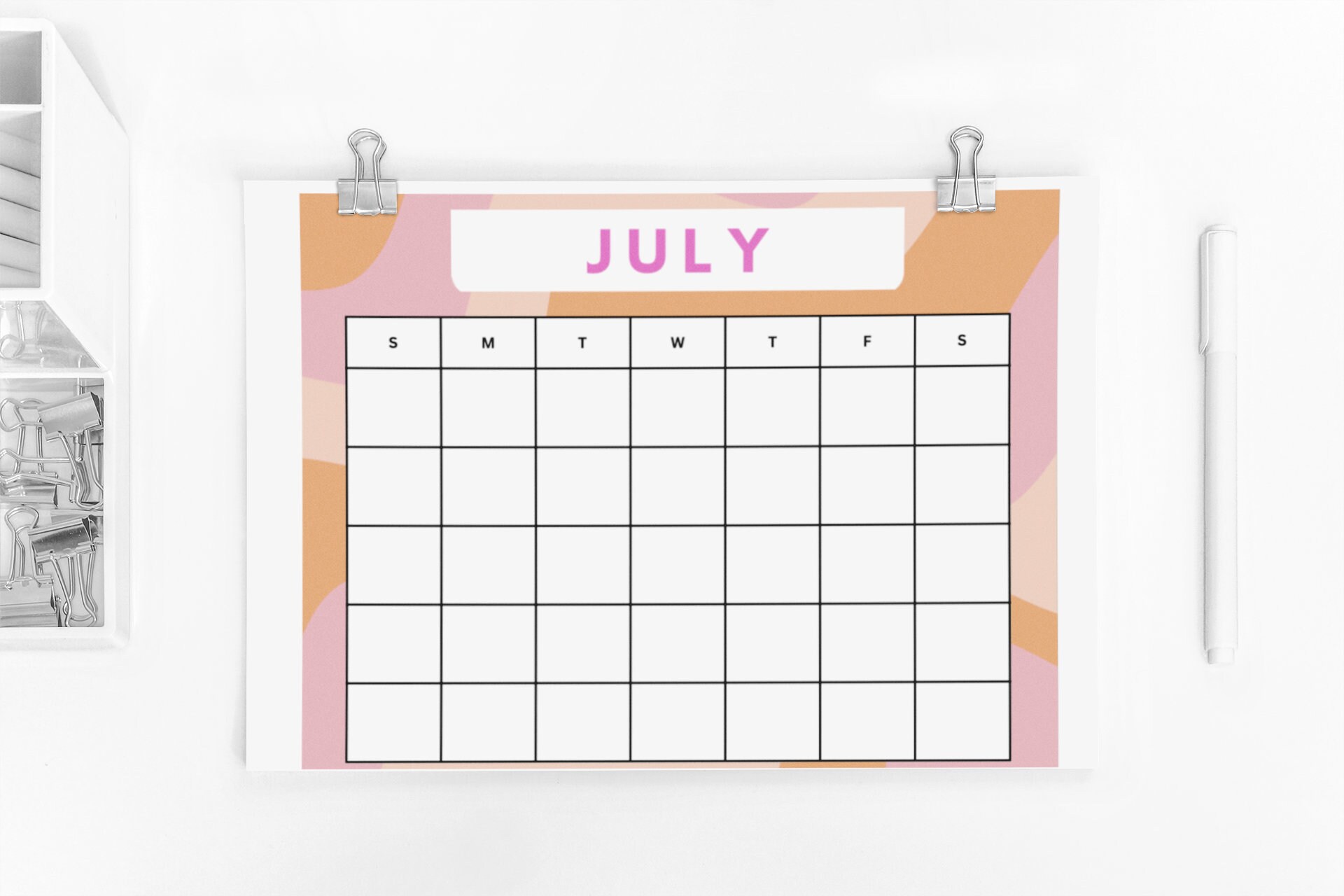 Retro Groovy Calendar Undated Printable Calendar Bundle Instant ...