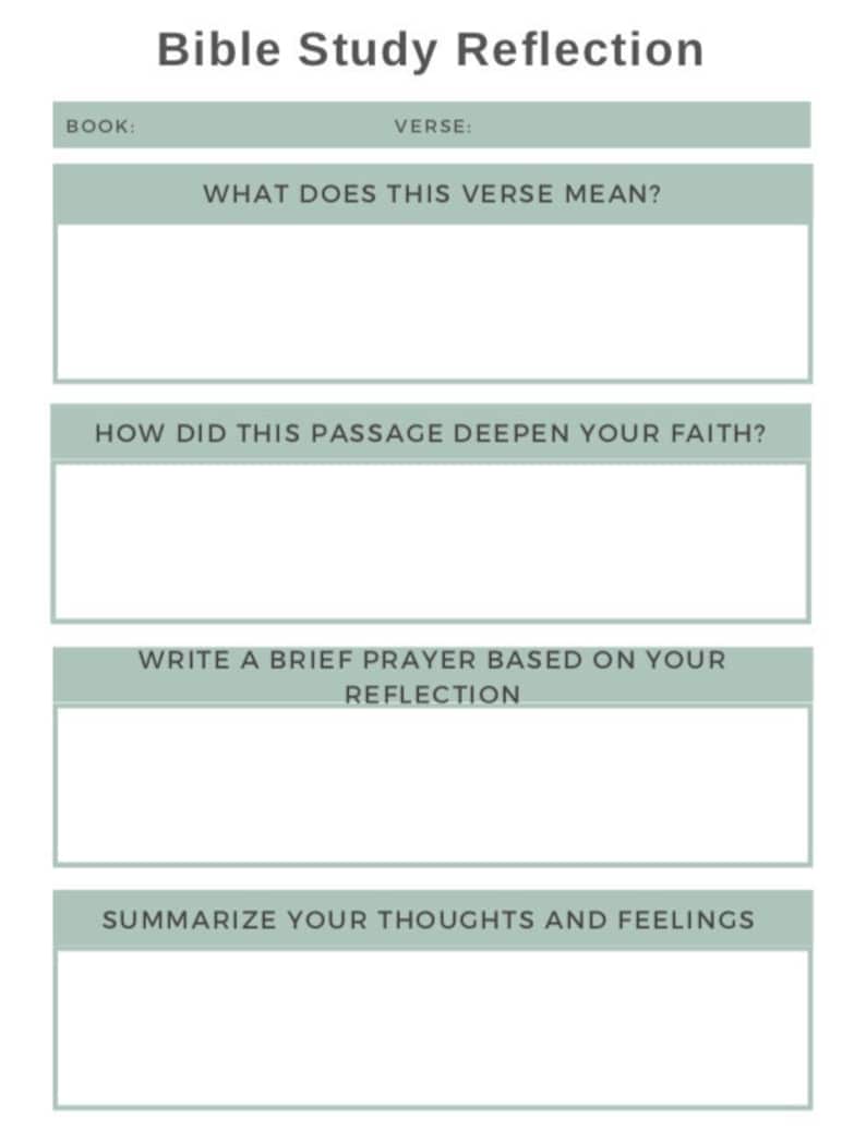 Bible Study Reflection Sheet Bible Study Printable Printable Template ...