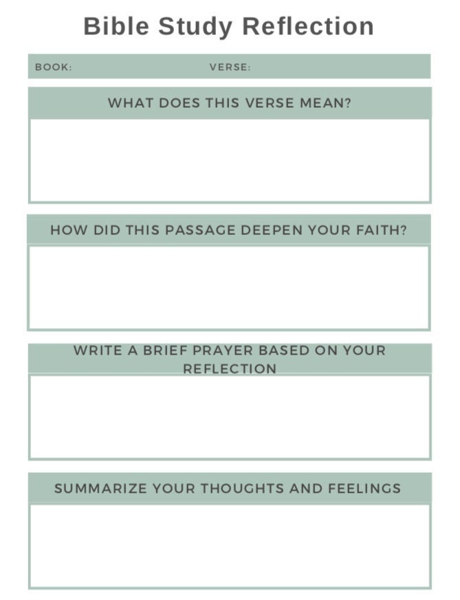 Bible Study Reflection Sheet Bible Study Printable Printable Template ...