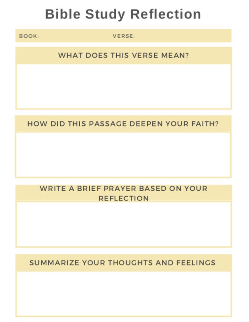 Bible Study Reflection Sheet Bible Study Printable Scripture - Etsy