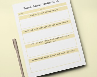 Bible Study Reflection Sheet Bible Study Printable Printable Template ...