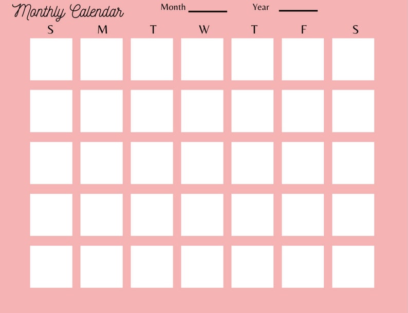 Undated Printable Calendar | Digital Download | Instant Download ...