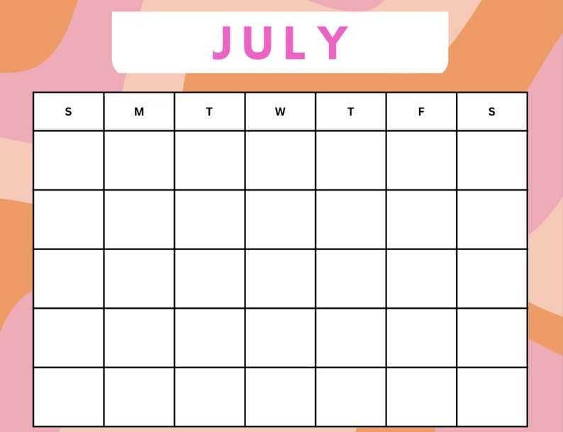 Retro Groovy Calendar Undated Printable Calendar Bundle Instant ...