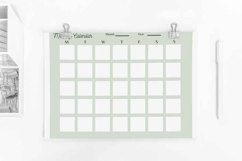 Undated Printable Calendar Digital Download Instant - Etsy