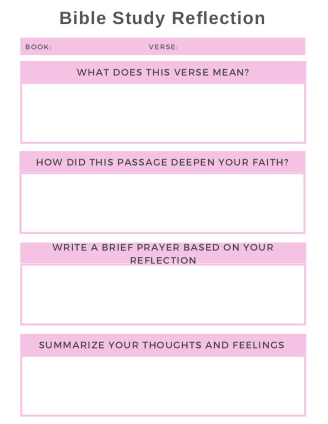 Bible Study Reflection Sheet Bible Study Printable Printable Template ...