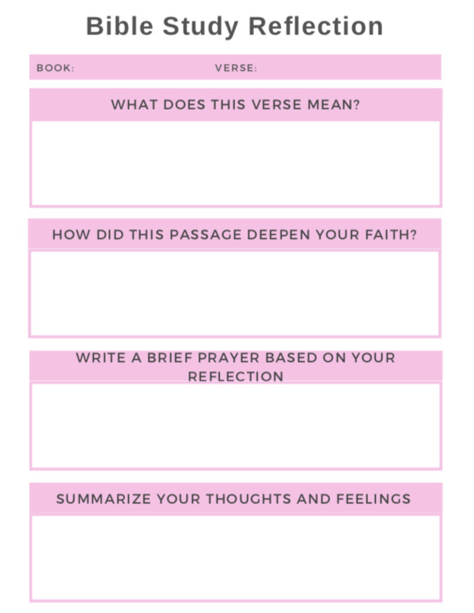 Bible Study Reflection Sheet Bible Study Printable Printable Template ...