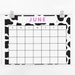 Blank Monthly Calendar, Printable Calendar, Cow Print Calendar, Sunday ...