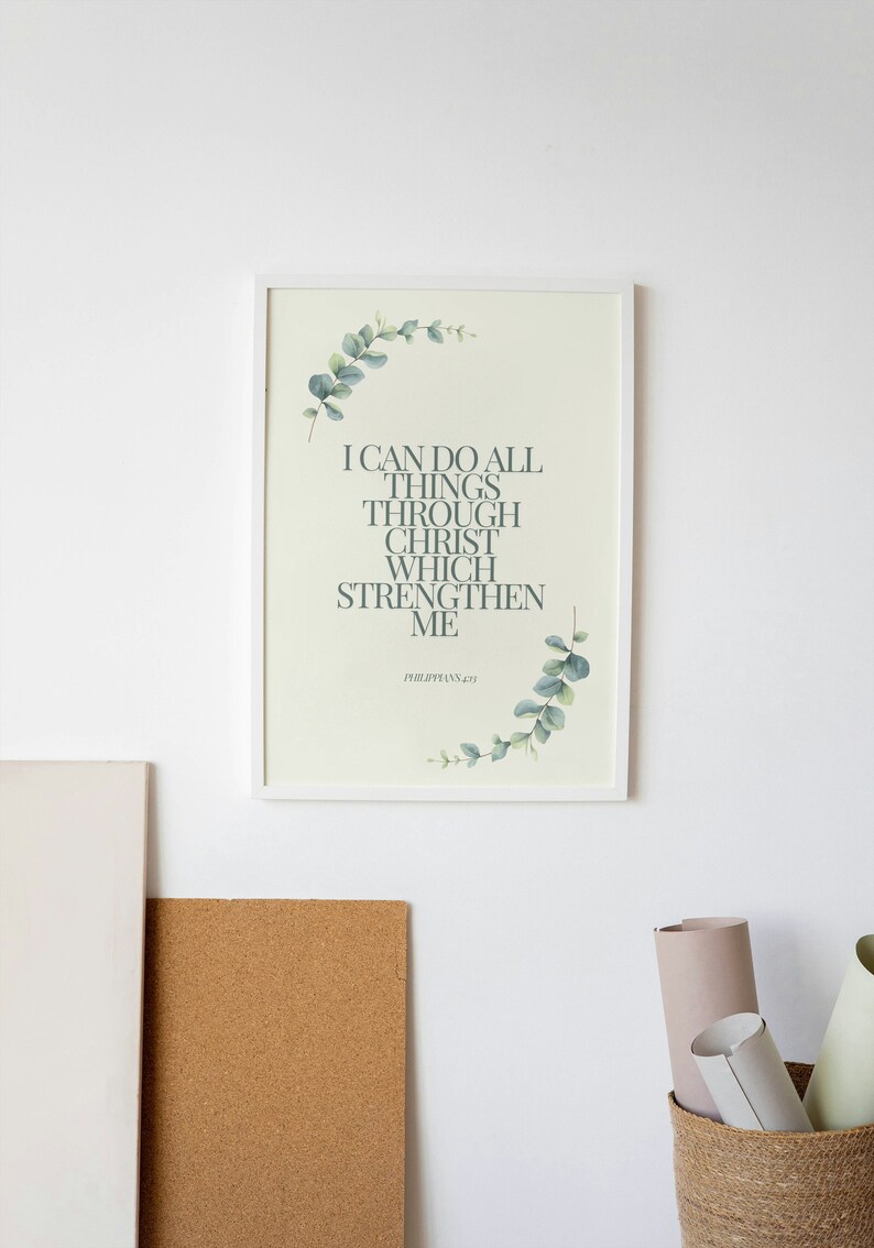 Philippians 4:13 Wall Art Bible Verse Printable Wall Art Christian Home ...