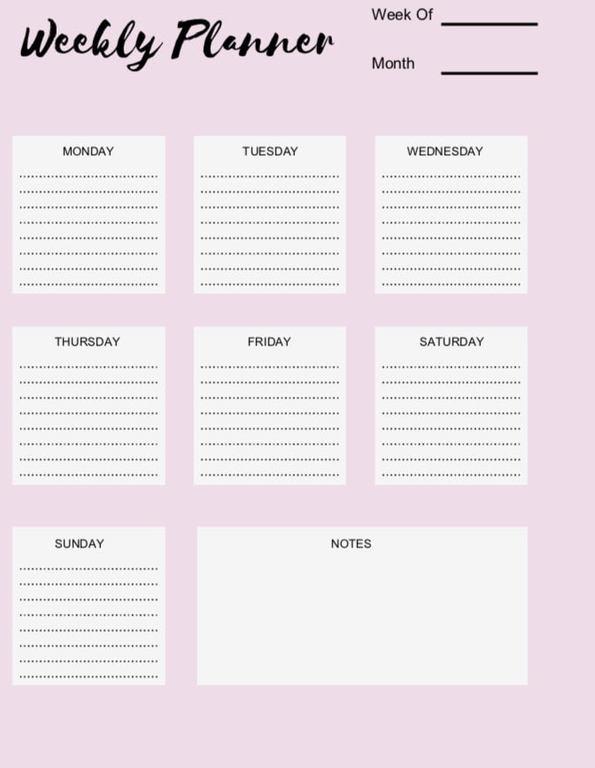 Weekly Planner | Digital Planner | Instant Download | Printable PDF ...