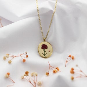 January Birth Flower Unique Necklace, Hand Painted Silver Carnation ...