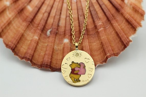 Personalized Winnie the Pooh Necklace Hand Carved Heart and Butterflies Cute Charm Etsy