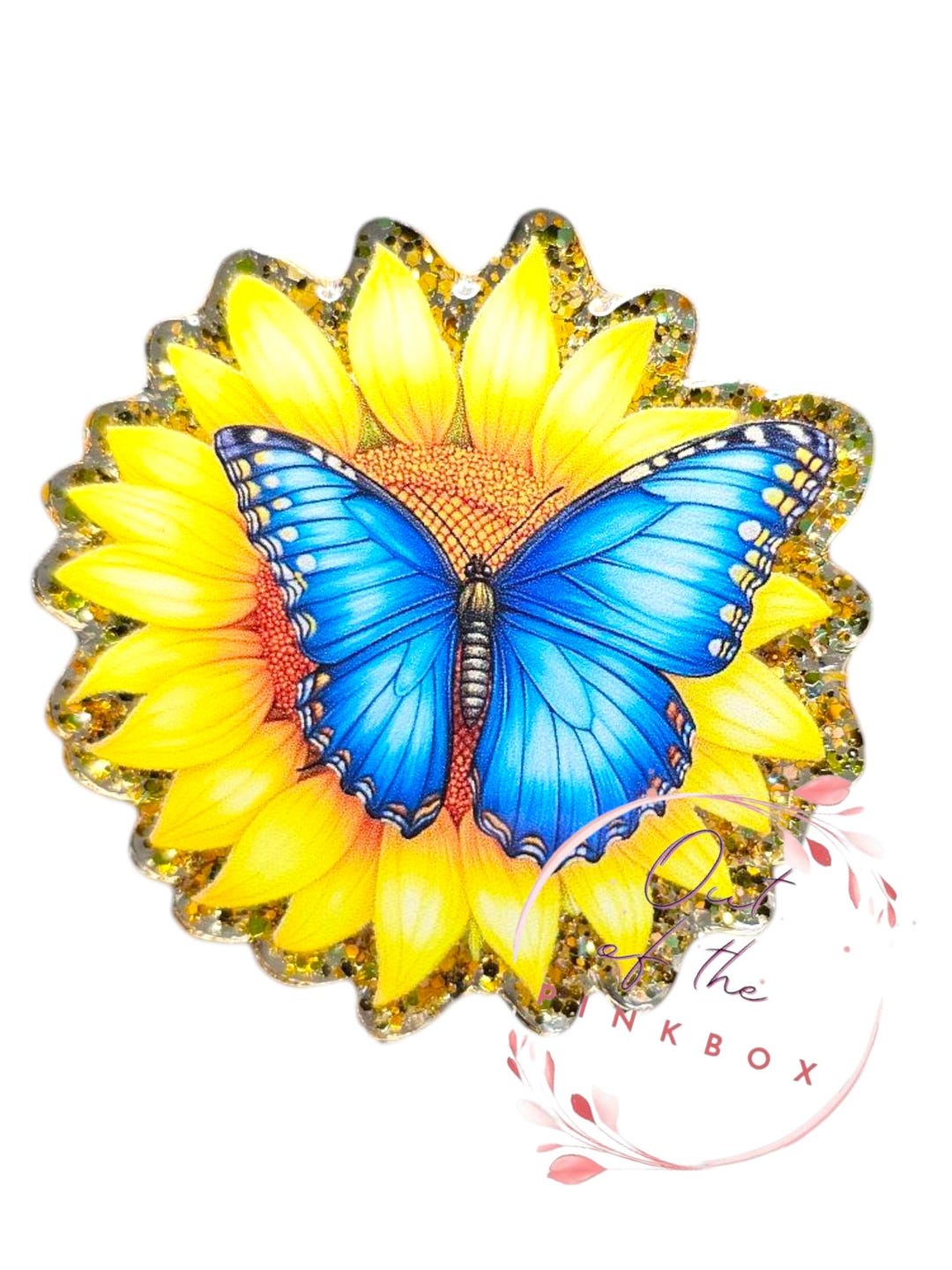 Sunflower Blue Butterfly, 3D, Badge Reel - Etsy