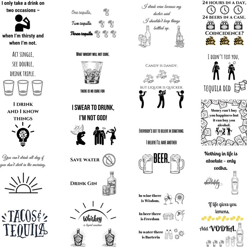 Alcohol Bundle, Drinking Quotes Svg, Beer Svg, Tequila Svg, Wine Svg ...