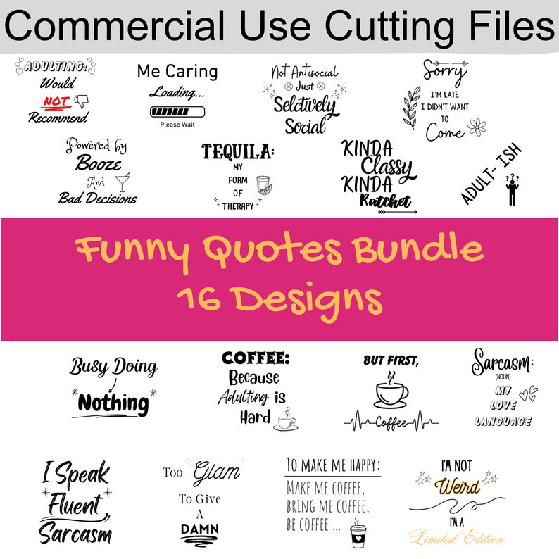 Funny Quotes Bundle Svg,funny Png, Sarcasm Svg Bundle, Sarcastic Svg ...