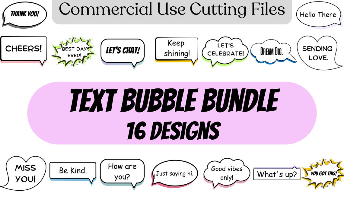 Text Bubble Bundle, Simple Quotes Svg, Friendly Svg, Text Quotes Svg ...