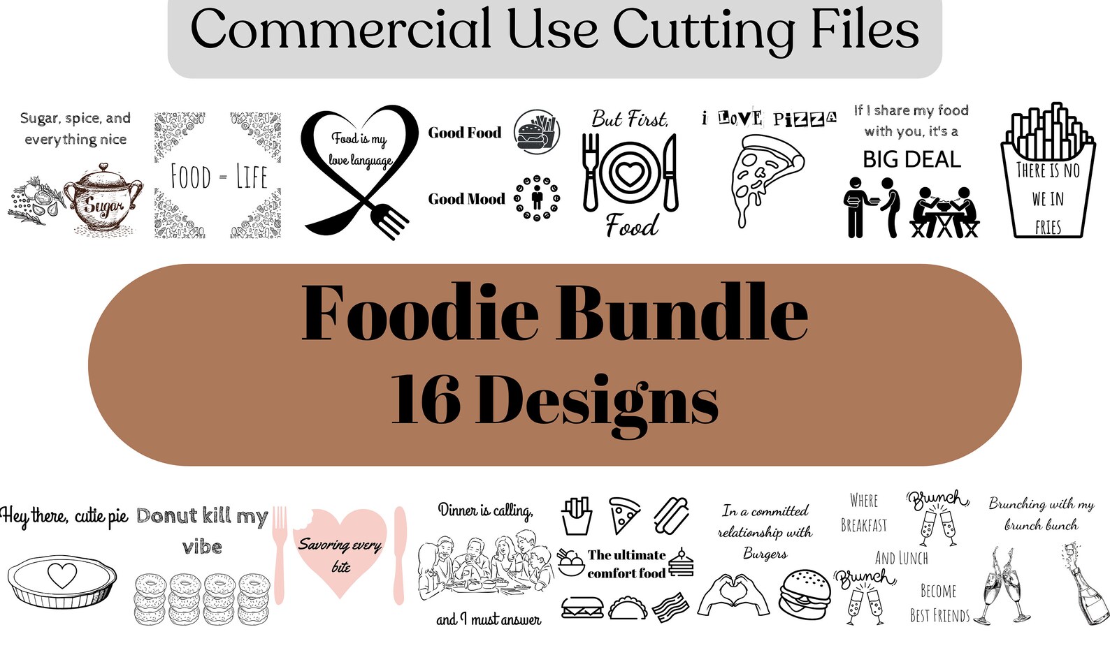 Foodie Bundle, Foodie Quotes Svg, Food Svg, Fake Food Svg, Brunch Svg ...