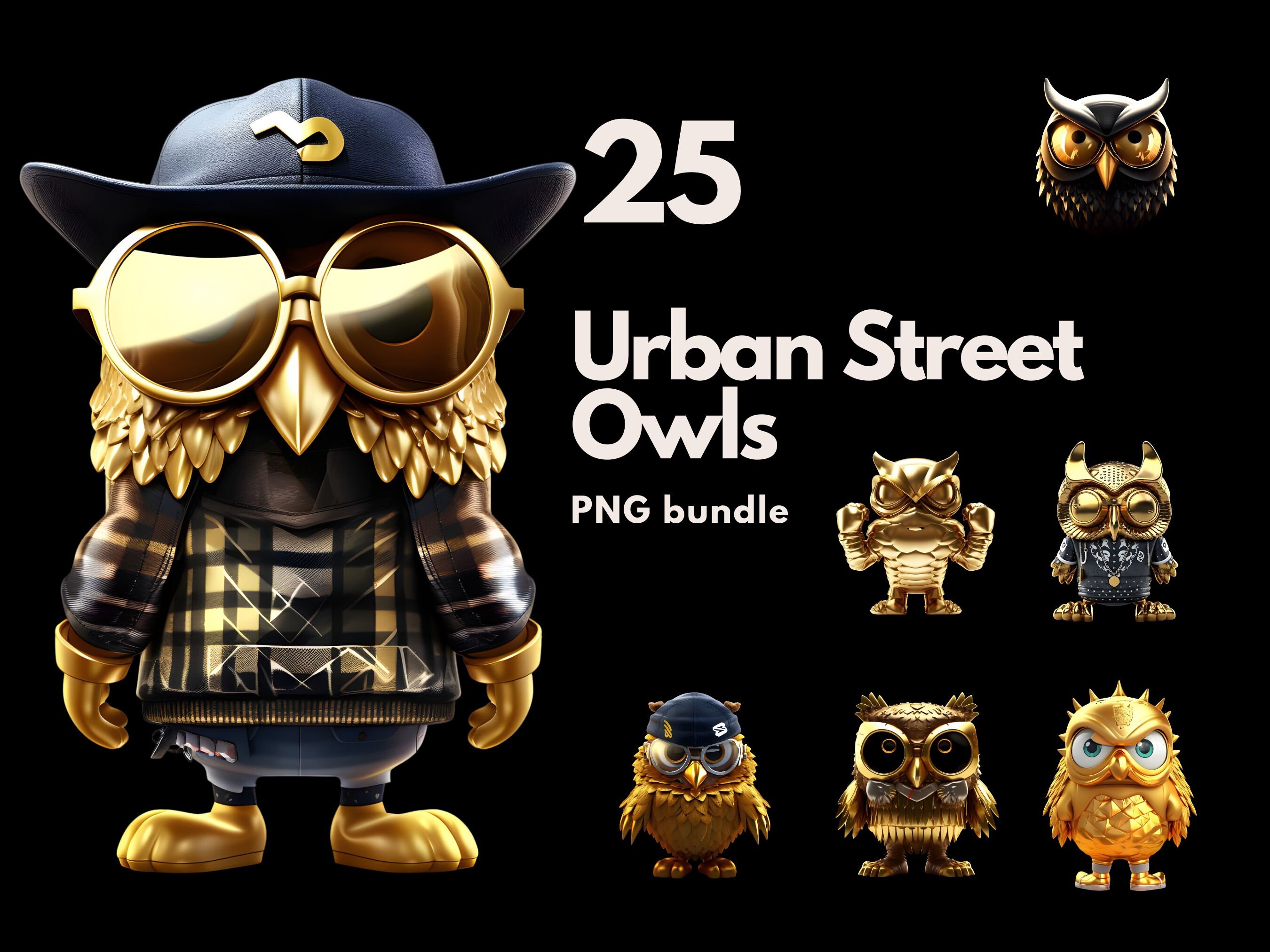 Urban Owl PNG Bundle X25 Funky Owl Digital Download Rapper - Etsy