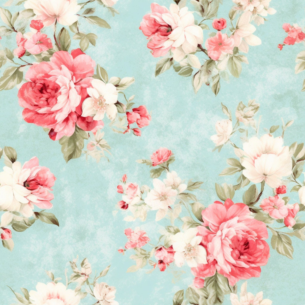 10 Digital Print Shabby Chic Seamless Pages Scrapbooking Pages Flower ...