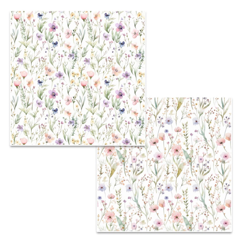 12 Seamless Spring Wildflowers | Watercolor Flower Backgrounds | Spring ...