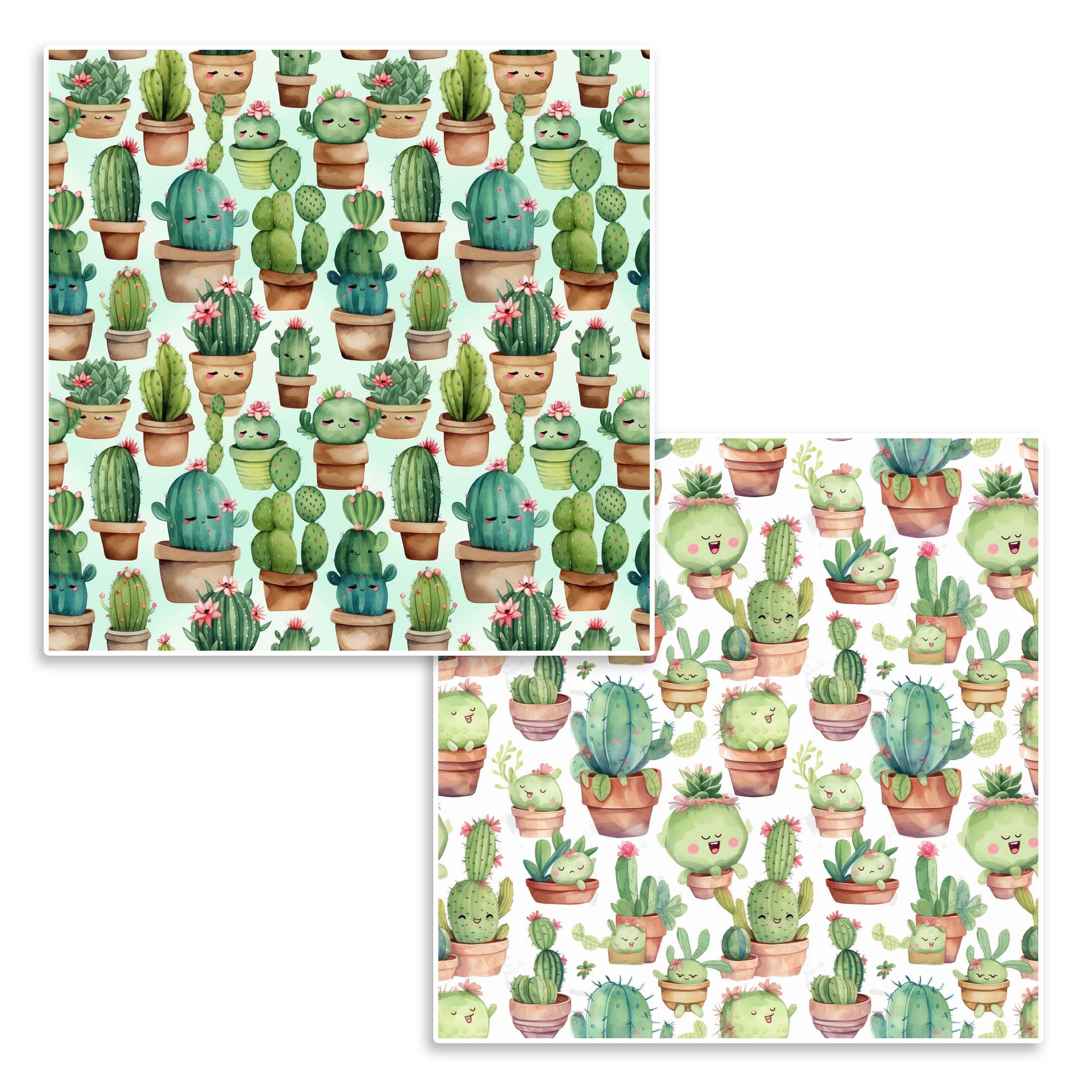 12 Cute Watercolor Cactus | Seamless Designs and Patterns | Use in ...