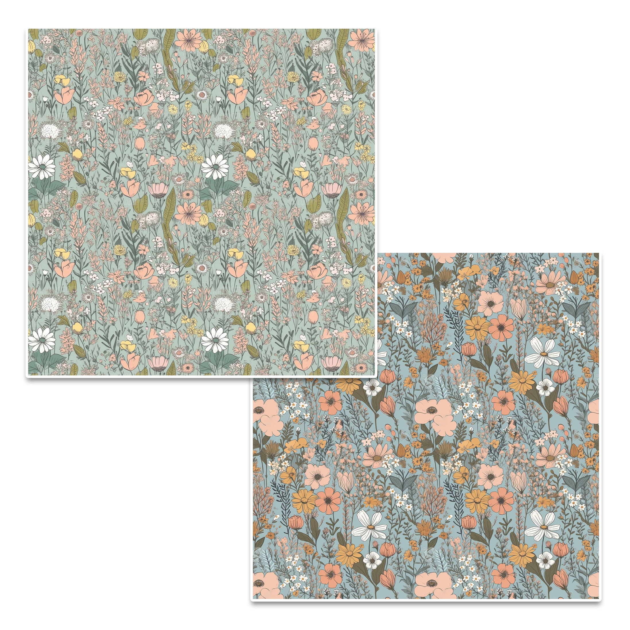 12 Soft Pastel Wildflowers | Seamless Patterns | Spring Digital Paper ...