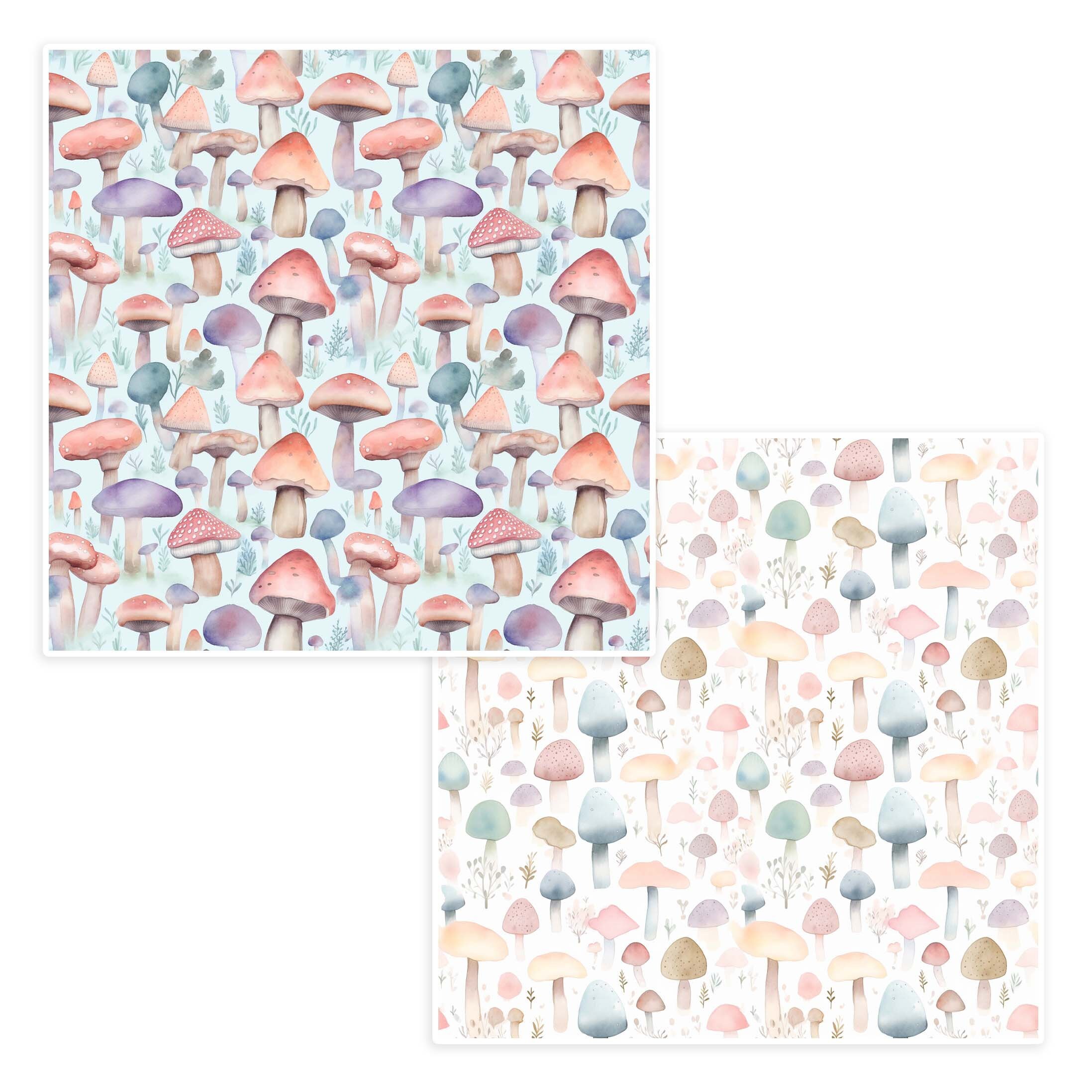 Watercolor Mushroom Pattern | Pastel Digital Paper Pack (seamless) - Etsy