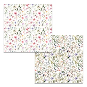 12 Seamless Spring Wildflowers | Watercolor Flower Backgrounds | Spring ...