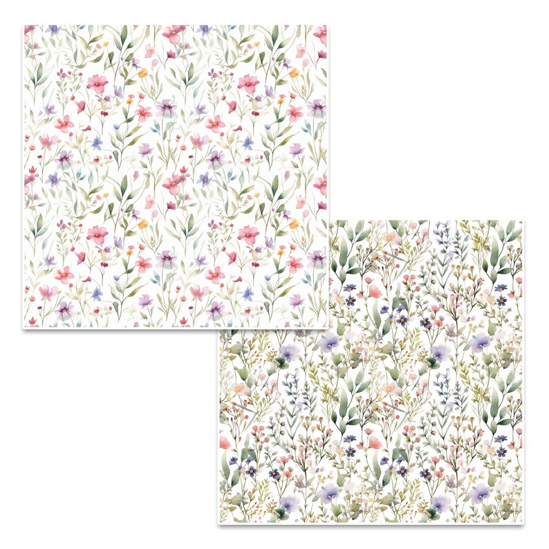 12 Seamless Spring Wildflowers | Watercolor Flower Backgrounds | Spring ...
