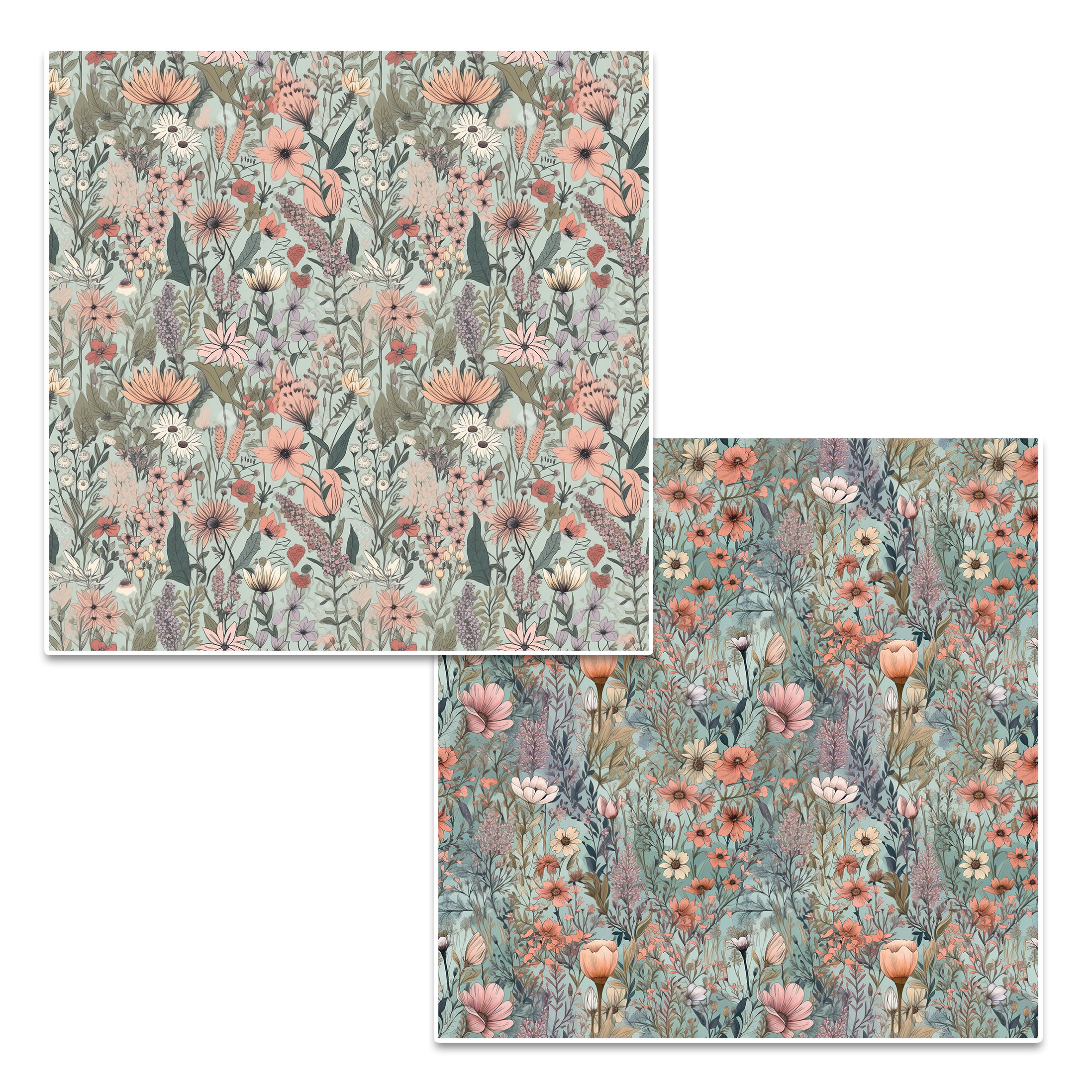 12 Soft Pastel Wildflowers | Seamless Patterns | Spring Digital Paper ...