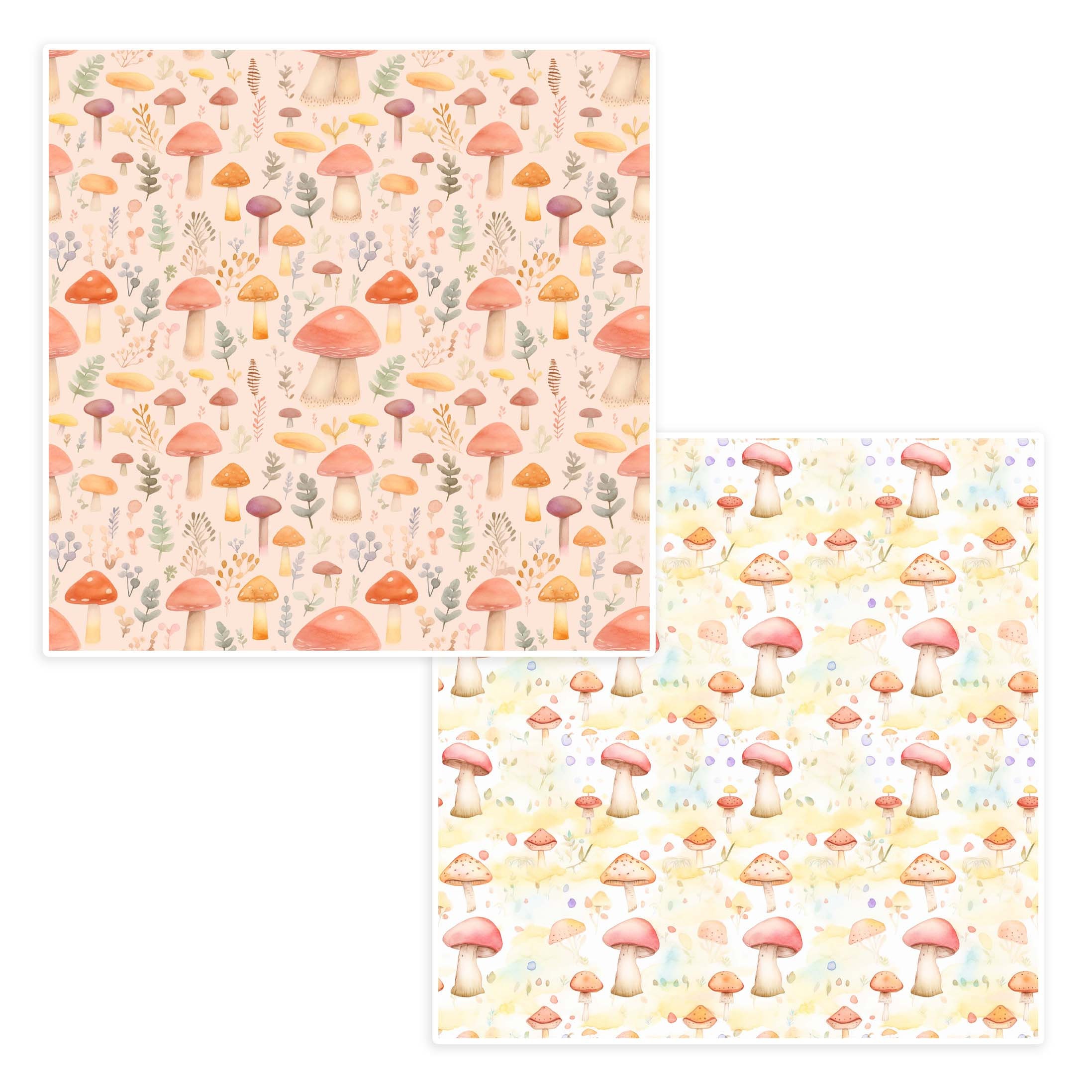 Watercolor Mushroom Pattern | Pastel Digital Paper Pack (seamless) - Etsy