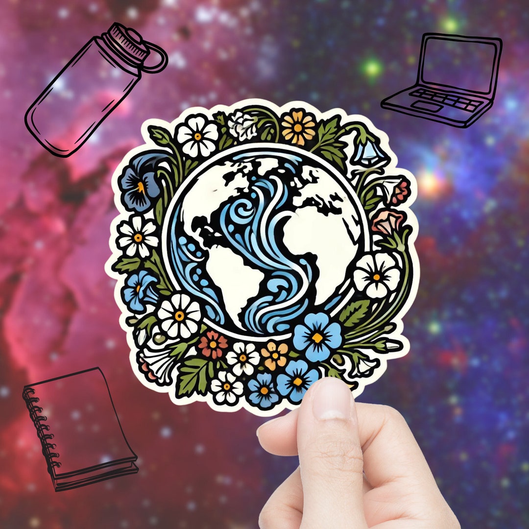 Earth Sticker, Earth Day Sticker, Earth Decal, Planet Earth Sticker ...